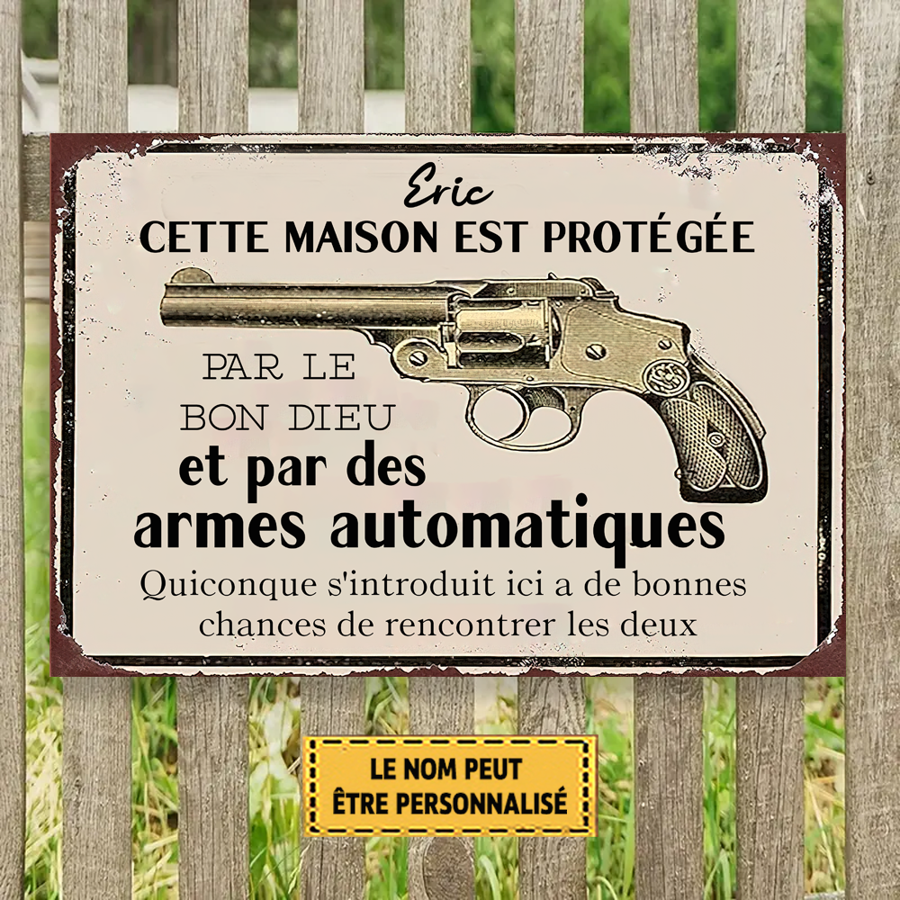 Cette Maison Est Protégée Par Le Bon Dieu 16 Enseigne En Métal ...